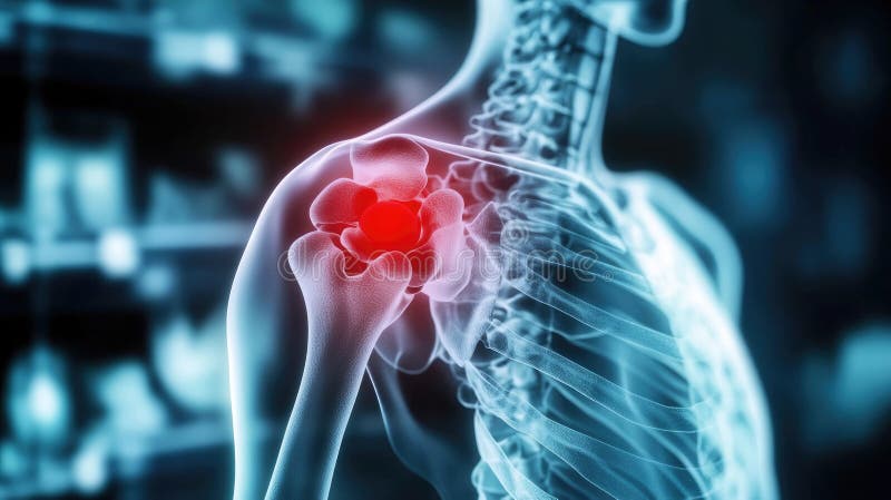 Shoulder Agony: Visualization of Pain in Joint, Featuring Red Glowing ...