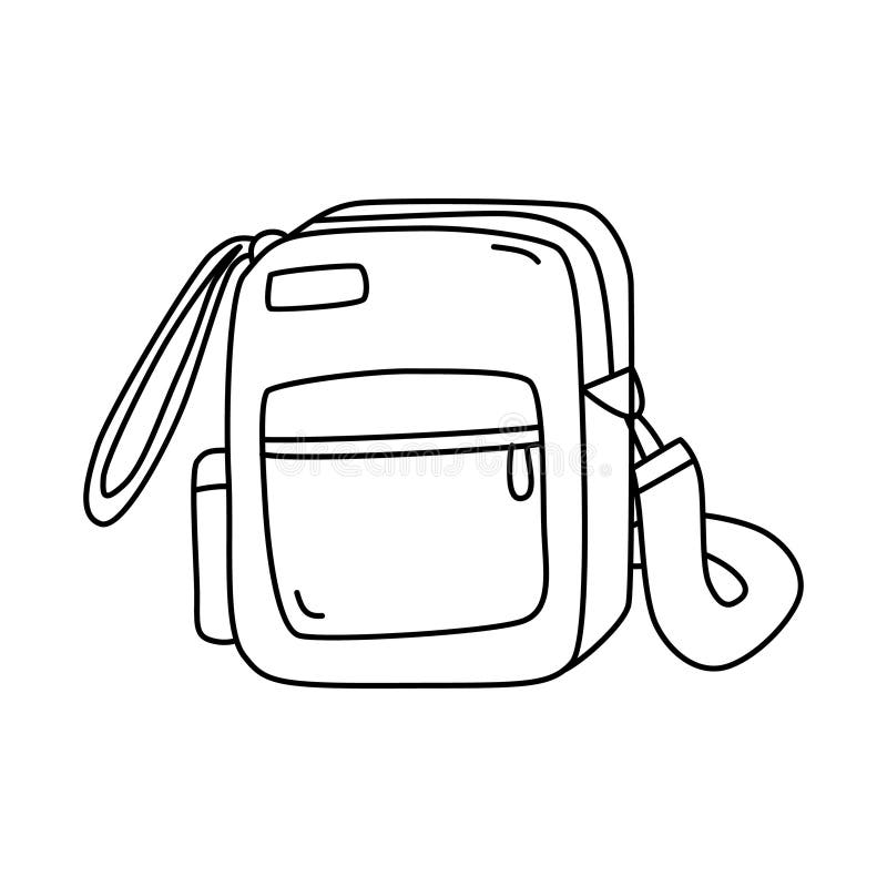 Shoulder Bag in Doodle Style. Vector Illustration of Cross Body Bag ...