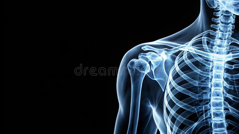 Shoulder Blade X Ray with Detailed Scapula Bones on a Solid Black ...