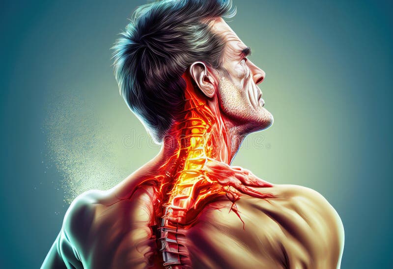 Shoulder Blade Strain - Generative AI Stock Illustration - Illustration ...