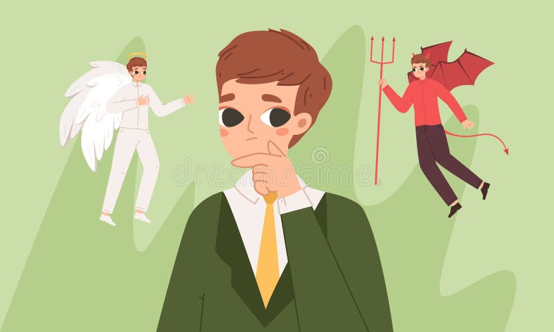 Good And Bad Angels On Shoulder