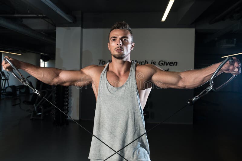 Shoulders Cable Lateral Raise Workout Stock Image - Image of ...