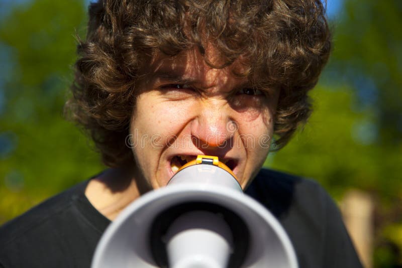 Shout stock photo. Image of male, loud, finger, people - 14589224