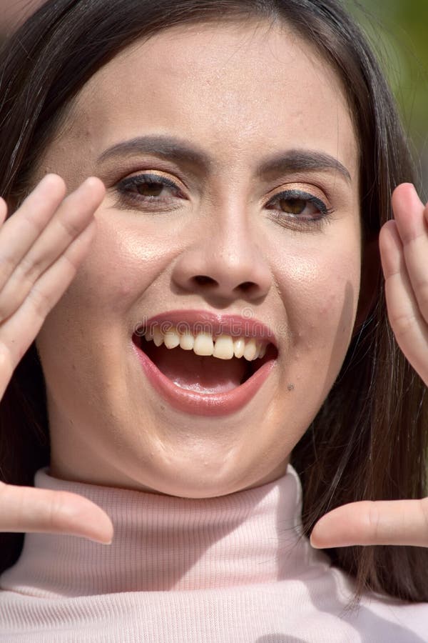 A Shouting Beautiful Female Stock Photo - Image of shout, shouting ...