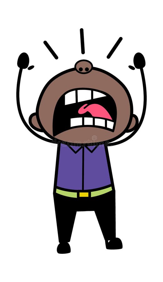 Shouting Cartoon Bald Black Cartoon Stock Illustration - Illustration ...