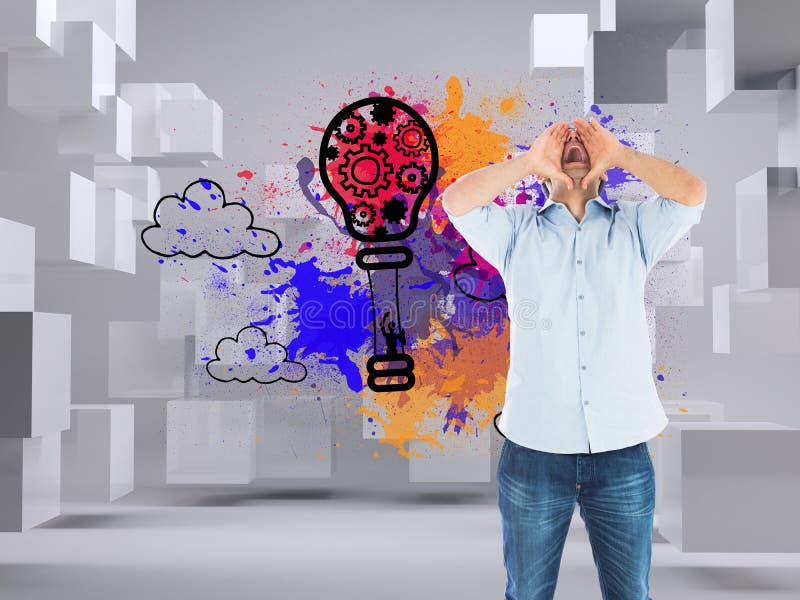 Shouting Casual Man Standing Stock Illustration - Illustration of cool ...