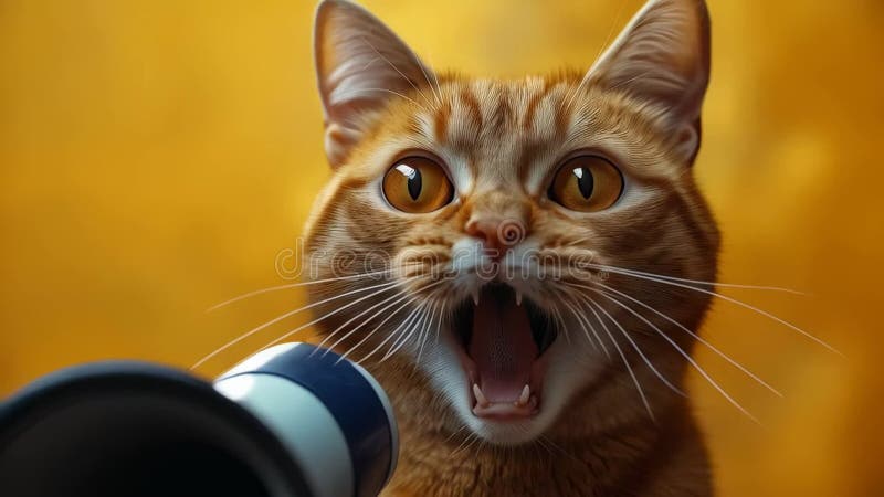 Shouting Cat with Megaphone in Playful Expression Stock Footage - Video ...