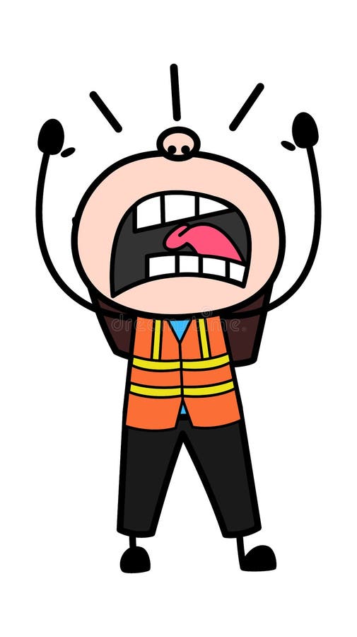 Shouting Lady Engineer Cartoon Stock Illustration - Illustration of ...