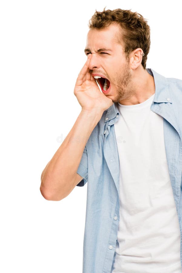Shouting Man Angry Scream White Background Stock Image - Image of ...