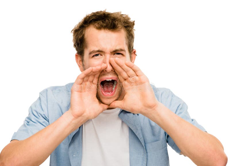 Shouting Man Angry Scream White Background Stock Image - Image of ...