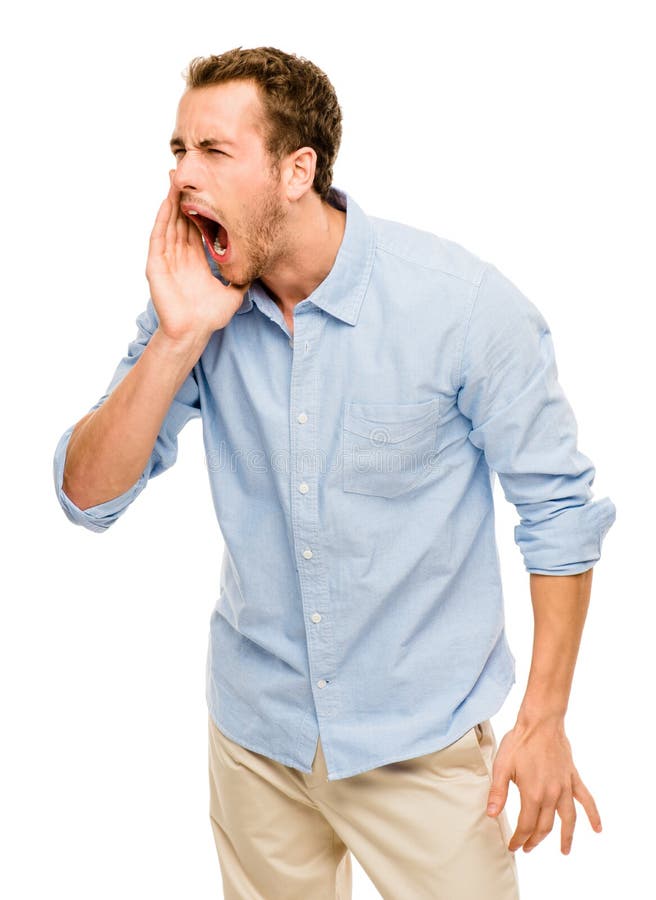 Shouting Man Angry Scream White Background Stock Photo - Image of ...