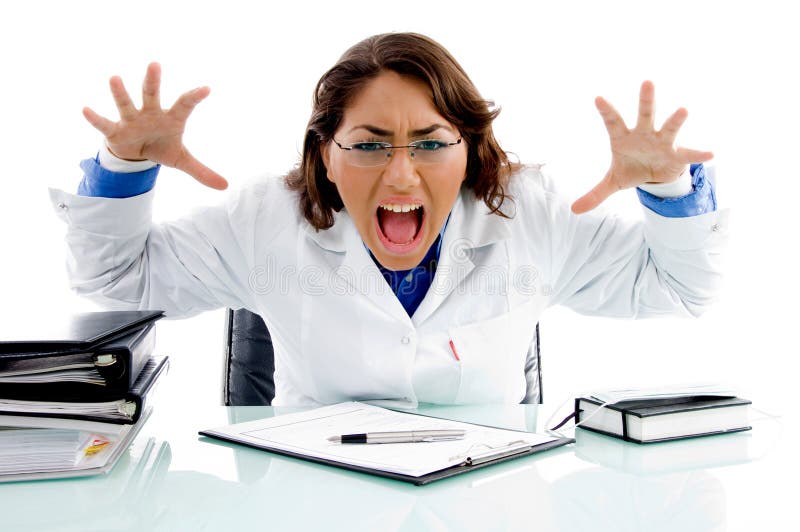 Shouting Doctor Looking Upward Stock Image - Image of office, notepad ...
