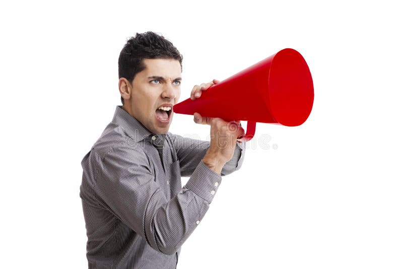 Businessman yelling stock photo. Image of megaphone, caucasian - 3251286
