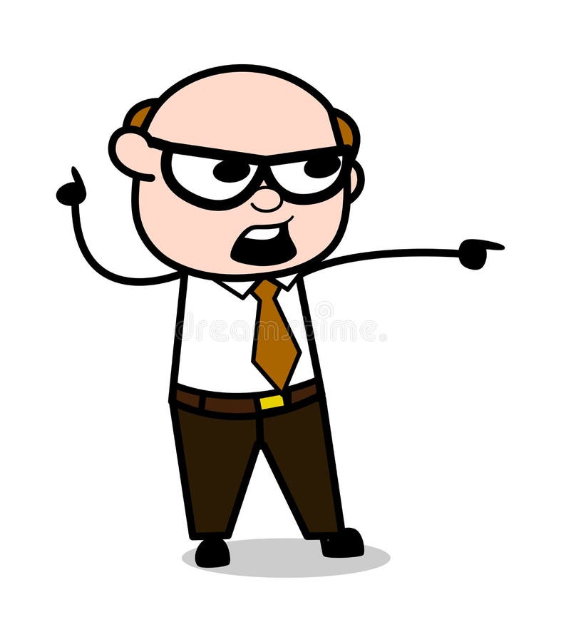 Shouting and Pointing Finger - Retro Cartoon Office Old Boss Man Vector ...
