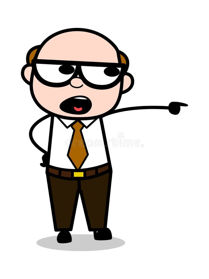Shouting - Retro Cartoon Office Old Boss Man Vector Illustration Stock ...