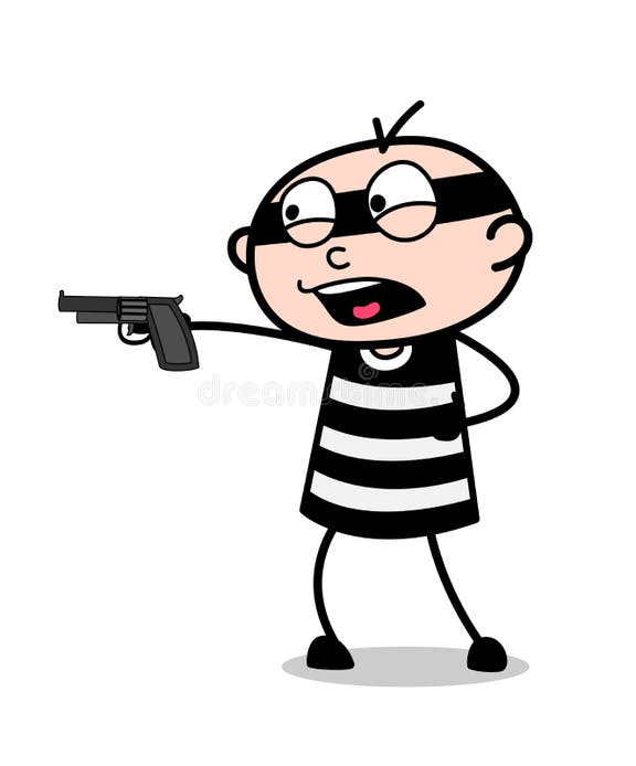 Shouting Robber Pointing Gun Vector Stock Illustration - Illustration ...