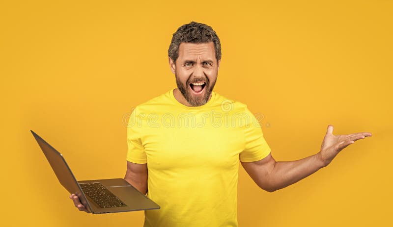 Shouting Stressed Man Programmer on Background. Man Programmer in ...