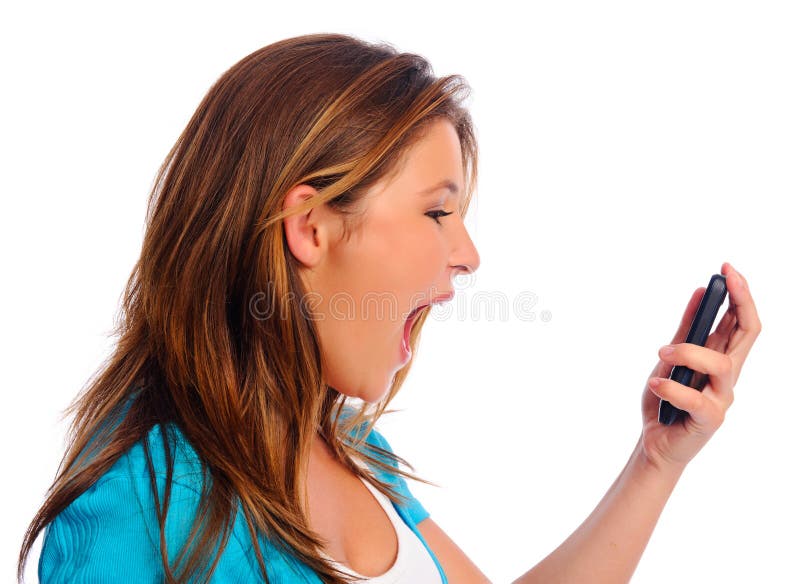 Shouting Teen with Cell Phone Stock Image - Image of cell, portrait ...