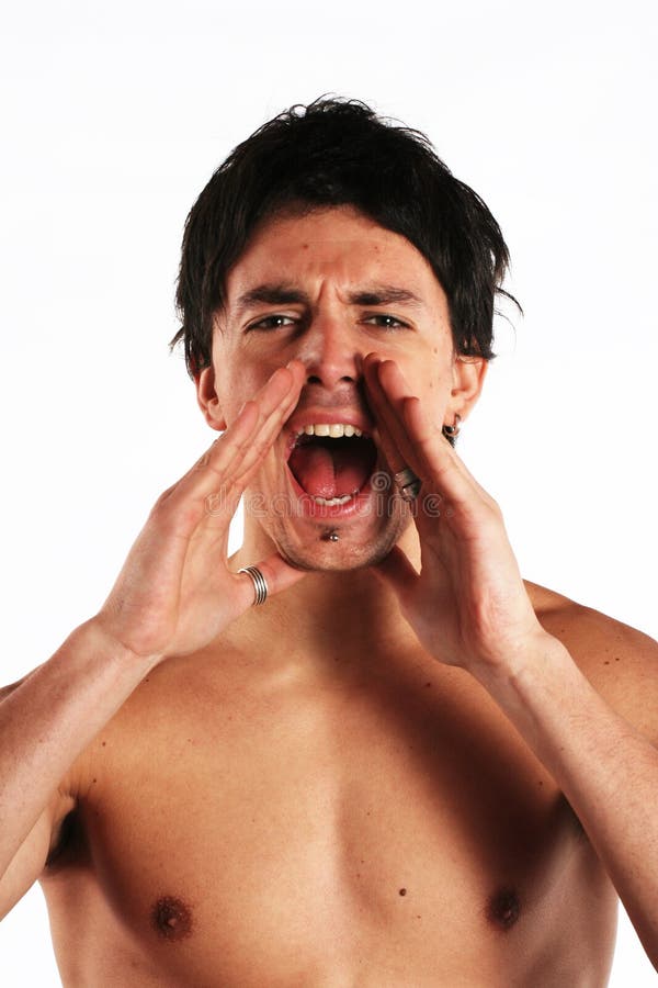 Man Yelling stock image. Image of loud, face, mouth, hands - 113737