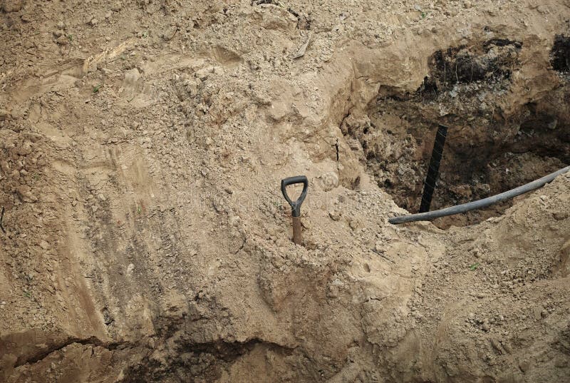 Shovel and cable line stock photo. Image of deep, works - 221970360