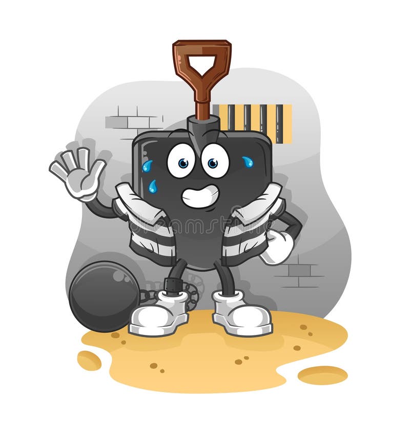 Shovel Criminal in Jail. Cartoon Character Stock Vector - Illustration ...