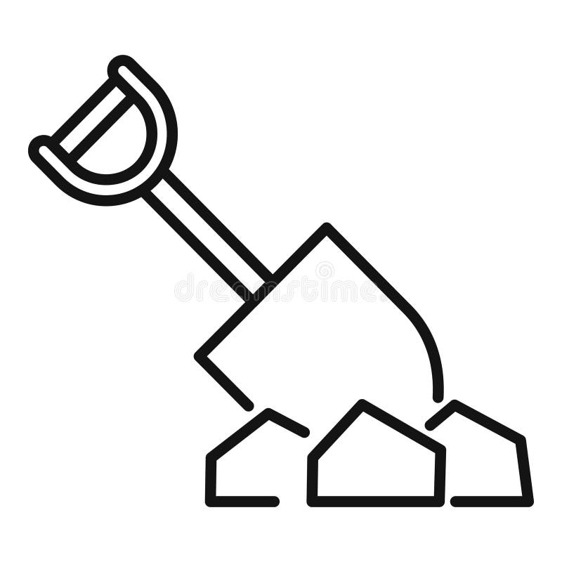 Shovel Digging Ground Line Icon Representing Construction Stock ...