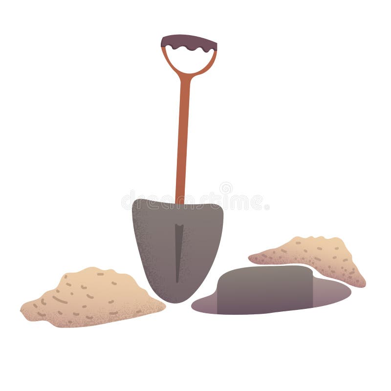 Shovel Digging A Pit Illustration Stock Illustration - Illustration of ...