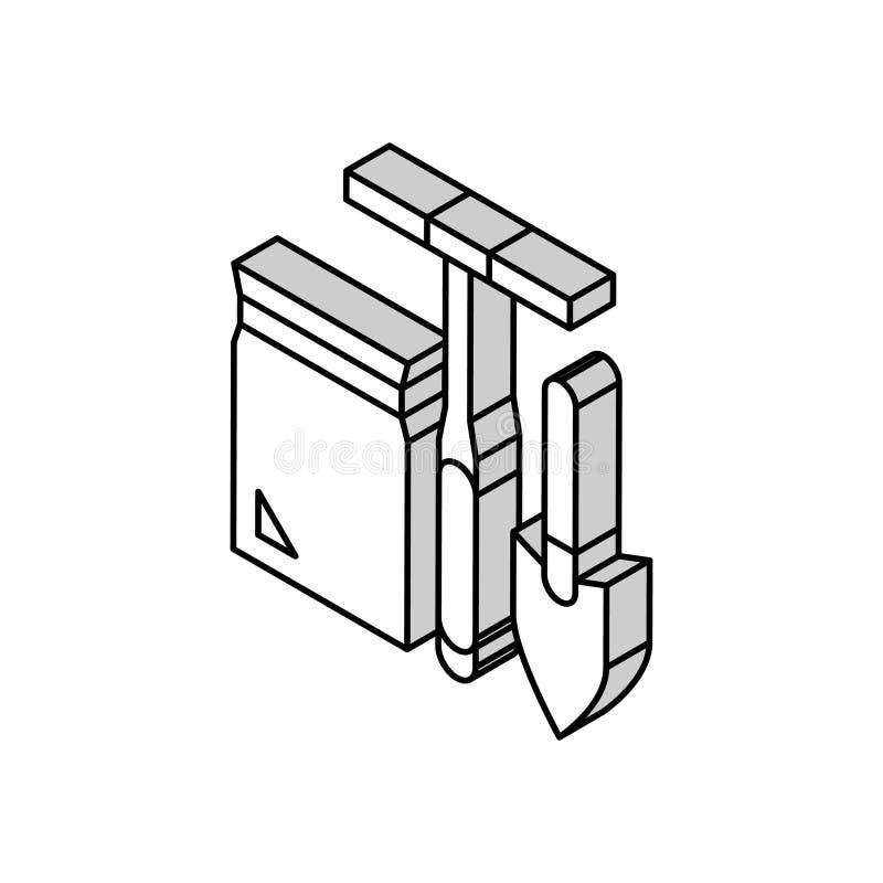 Shovel, Drill and Bag for Soil Testing Isometric Icon Vector ...