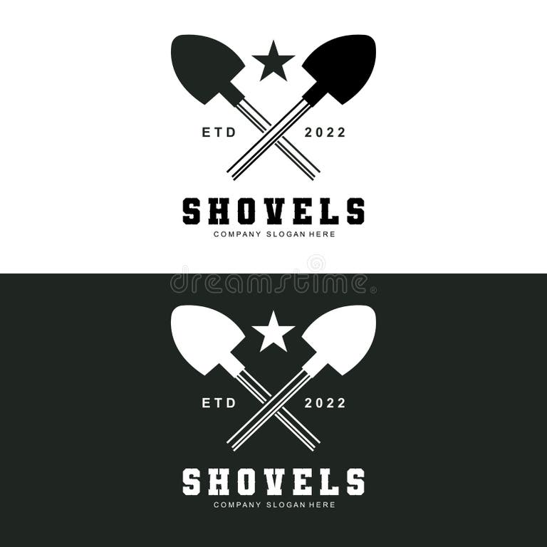Shovel Logo Design, Construction Worker Tool Illustration Vector ...