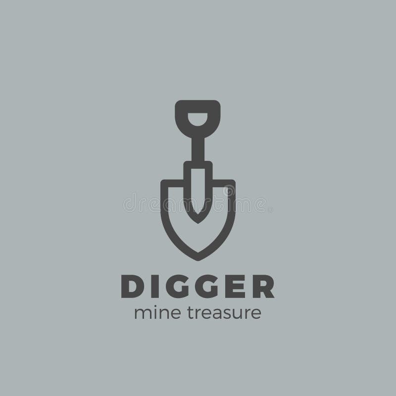 Shovel Logo Design Vector Template.Digger Symbol Logotype Icon. Stock ...