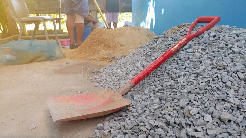 Shovel Placed Used for Scoop Stone and Sand in Construction Work,Stone ...