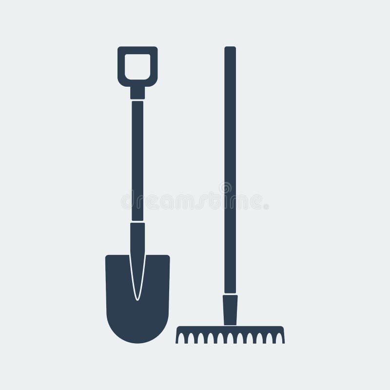 Shovel and Rake Icon.Vector Design Stock Vector - Illustration of help ...