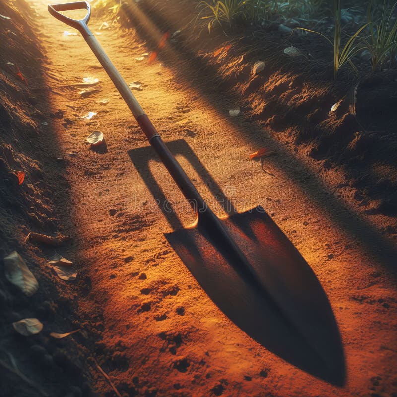 Shovel Shadow a Long Thin Shadow from a Garden Shovel in the Dir Stock ...