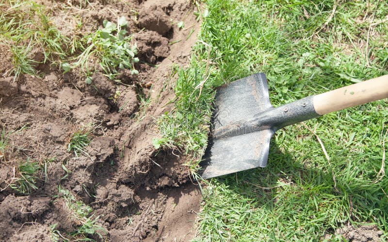 Shovel in Soil in the Garden Stock Photo - Image of earth, digging ...