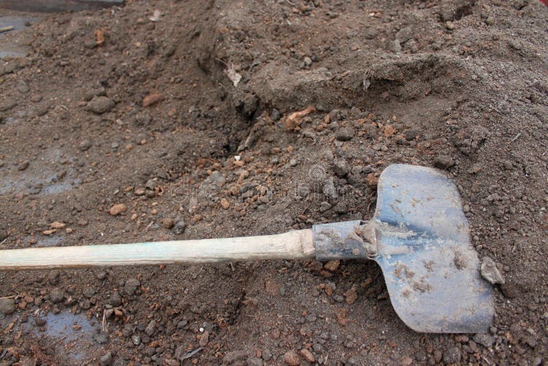 Shovel in soil stock image. Image of farming, ground - 37105719