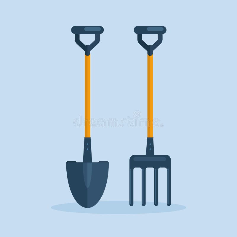Shovel, Spade, Pitchfork, Farm Fork Isolated on Background. Garden ...