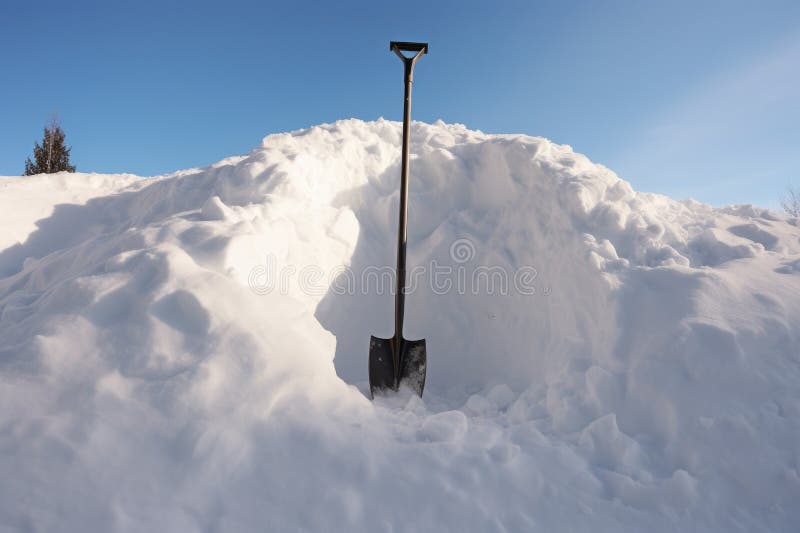 Shovel Stuck in a Large Snow Pile Stock Image - Image of heavy, frozen ...