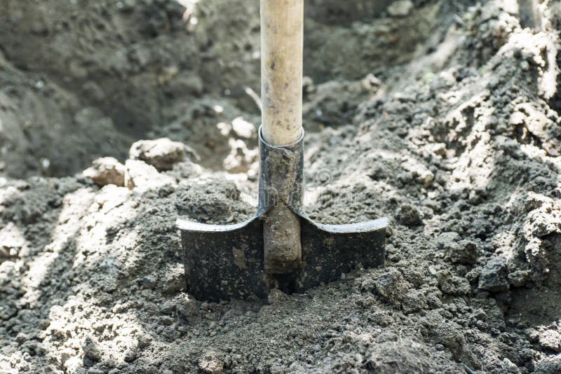 Shovel to dig on the farm stock photo. Image of freshly - 120677386
