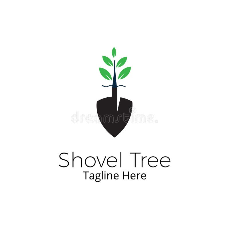 Shovel Tree Logo Design Template. Shovel for Agriculture. Stock Vector ...