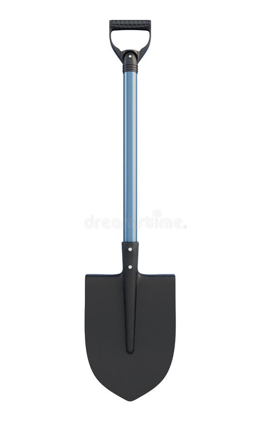 Shovel Front View Isolated on White Background. 3d Rendering Stock ...