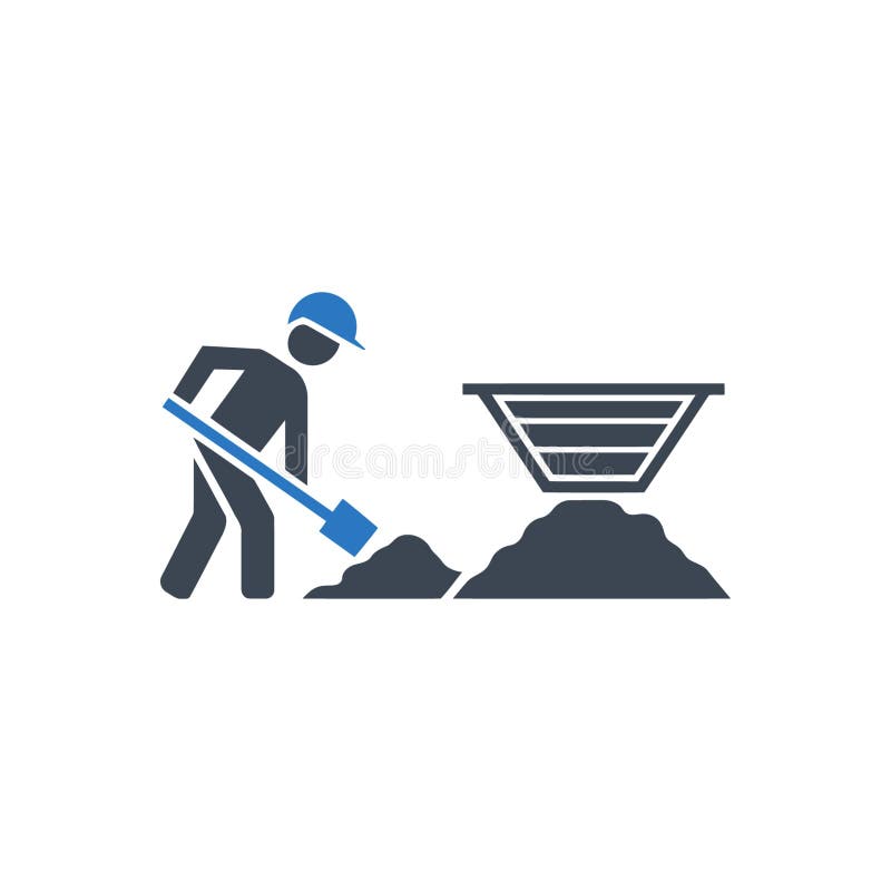 Shoveling Dirt Construction Work Icon Stock Vector - Illustration of ...