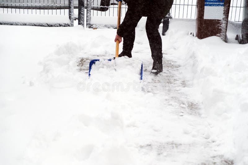 Shoveling Snow during Snow Blizzard Stock Image - Image of frost ...