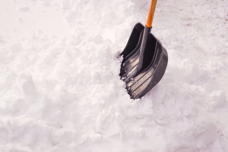 Shoveling Snow from Sidewalk. Winter Time. Snow Shove Stock Photo ...