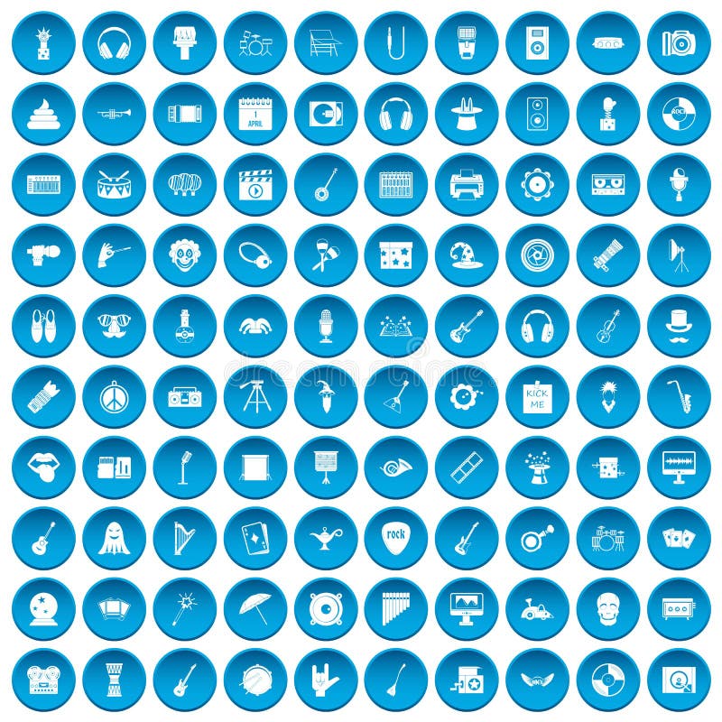 100 Business Strategy Icons Set Blue Stock Vector - Illustration of ...
