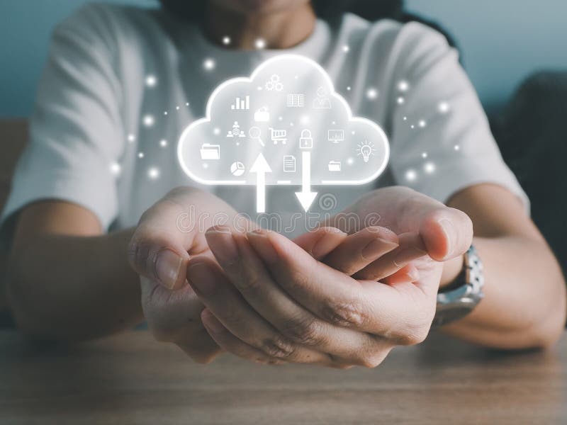 Hand Showing Sign Cloud Storage Icon within Cloud Healing Access ...