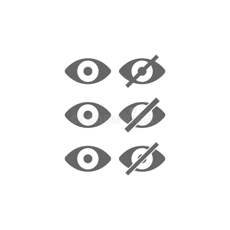 Show and Hide Simple Eye Black Vector Icon Set. Stock Vector ...