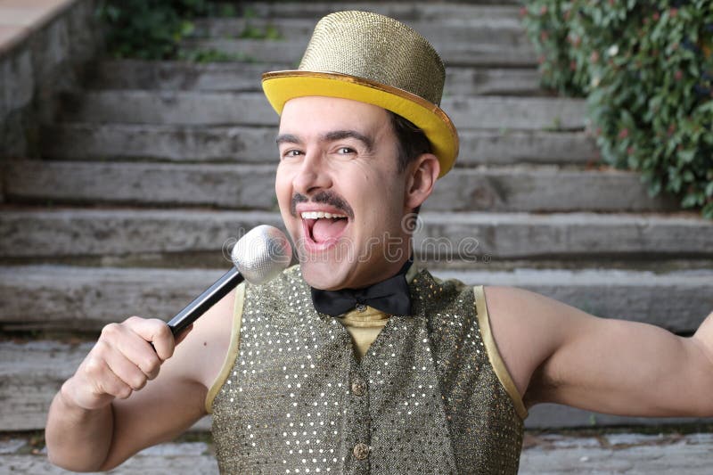 Show Man Making a Great Announcement Stock Image - Image of costume ...