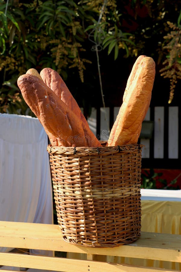 Loaf of bread in basket stock photo. Image of bread - 198527066