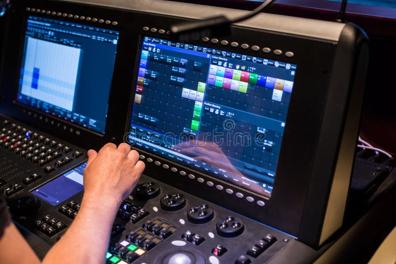 Show Sound Controller with Operators Hand Stock Photo - Image of ...