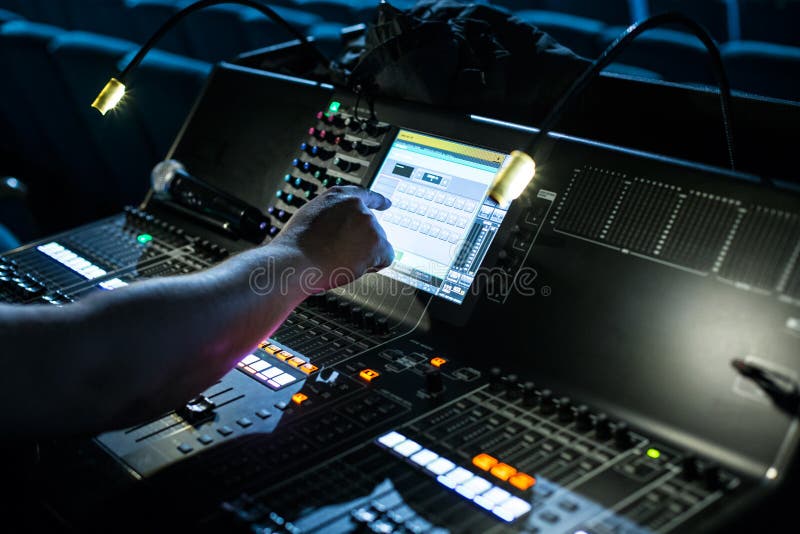 Show Sound Controller with Operators Hand Stock Photo - Image of ...